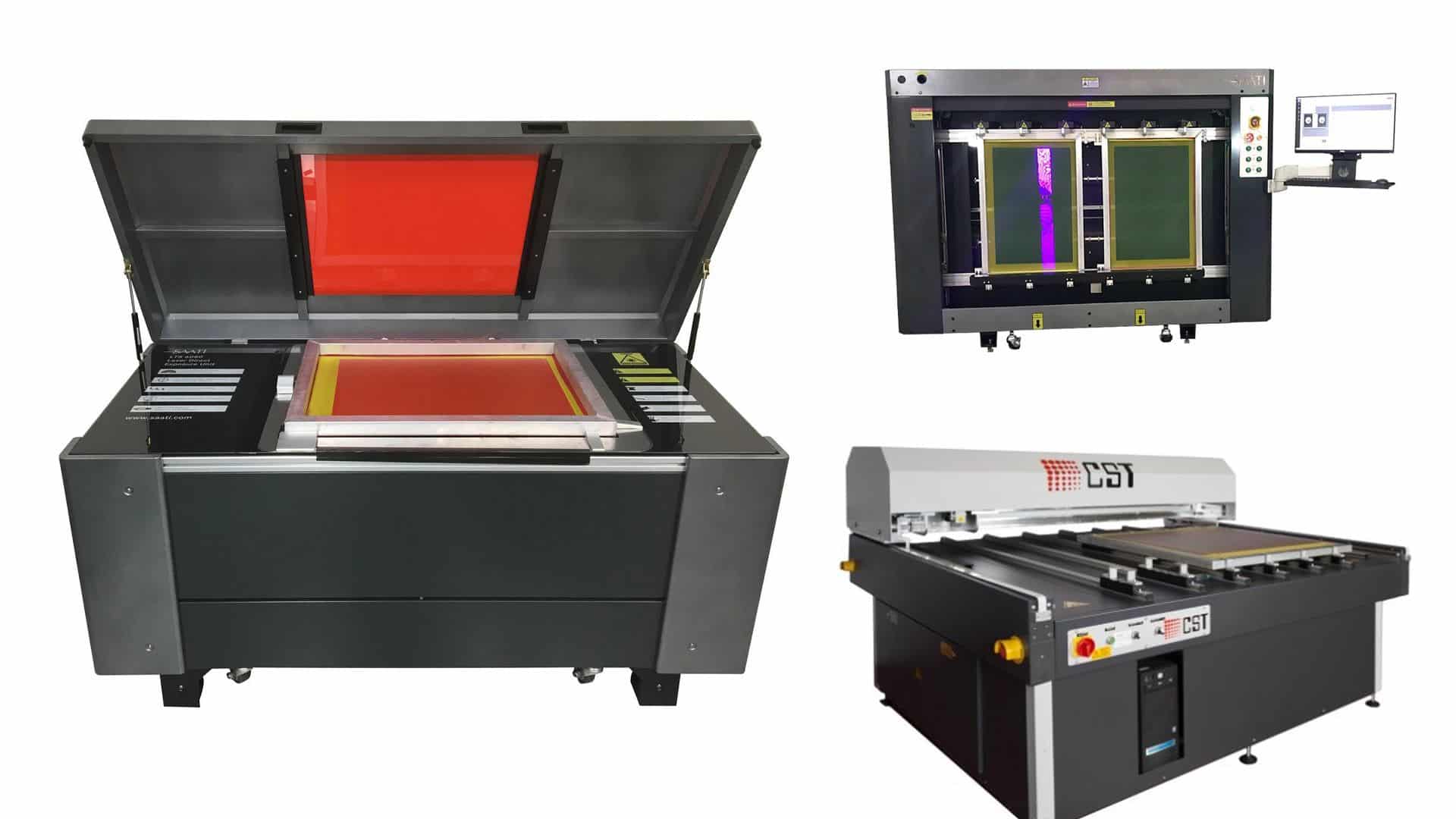 Professionelt udstyr til trykkeri: fotoemulsion, serigrafi rammer ...